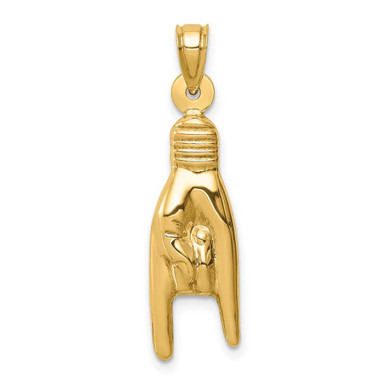 14K Yellow Gold Hollow Rock On Sign Pendant K6392 at BillyTheTree Jewelry