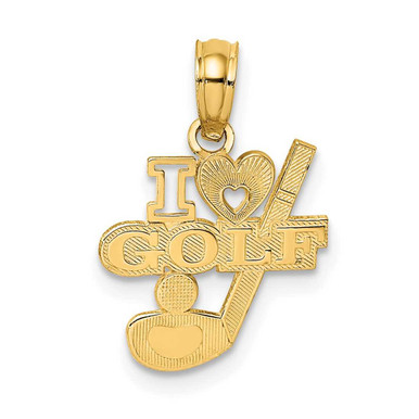 14K Yellow Gold I Heart Golf Club & Ball Pendant at BillyTheTree Jewelry