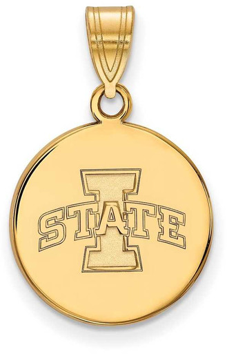 14K Yellow Gold Iowa State University Medium Disc Pendant by LogoArt ...