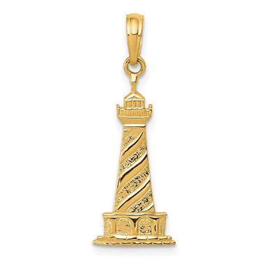 14K Yellow Gold Lighthouse Pendant D1348 at BillyTheTree Jewelry