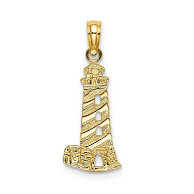 14K Yellow Gold Lighthouse Pendant K7379 at BillyTheTree Jewelry