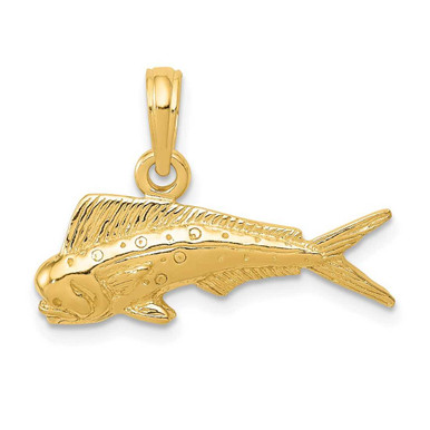 14K Yellow Gold Mahi Mahi Fish Pendant at BillyTheTree Jewelry