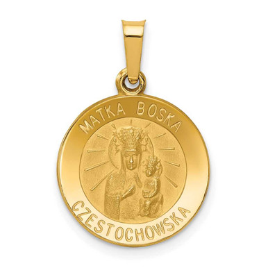14K Yellow Gold Matka Boska Czestochowska Reversible Medal Pendant at ...