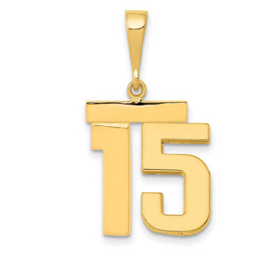 14K Yellow Gold Medium Polished Number 15 Pendant MP15 at BillyTheTree ...