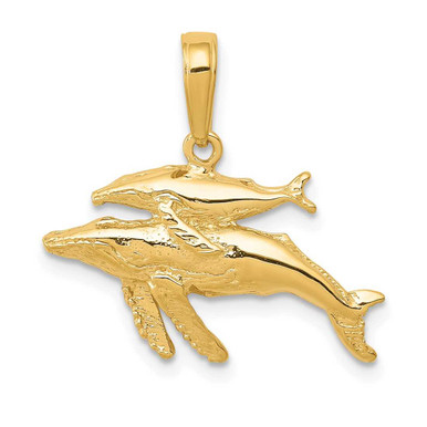 14K Yellow Gold Mother & Baby Humpback Whale Pendant at BillyTheTree ...
