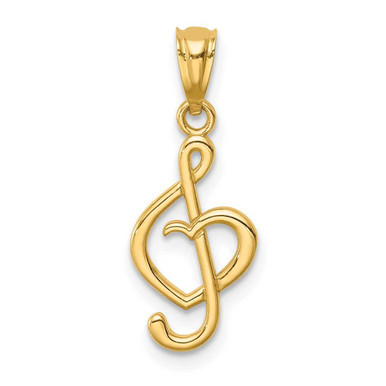 14K Yellow Gold Music Note with Heart Pendant at BillyTheTree Jewelry