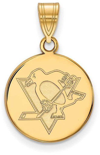 14K Yellow Gold NHL Pittsburgh Penguins Medium Disc Pendant by LogoArt ...