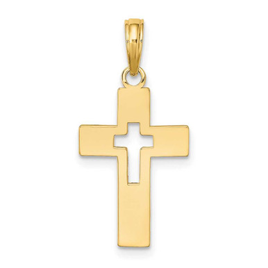 14K Yellow Gold Polished & Cut-Out Cross Pendant K8522 at BillyTheTree ...