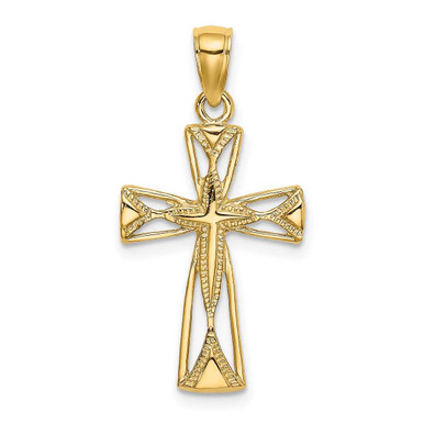 14K Yellow Gold Polished & Cut-Out Design Cross Pendant at BillyTheTree ...