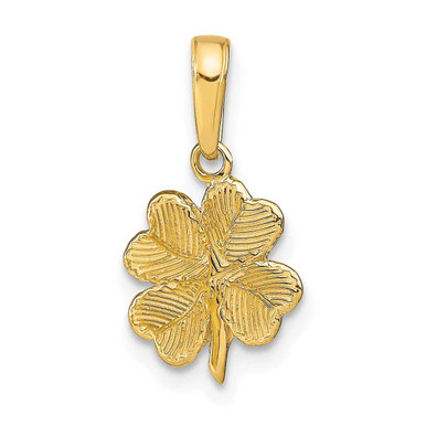 14K Yellow Gold Polished & Textured 4-Leaf Clover Pendant at ...