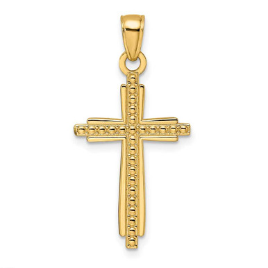 14k Yellow Gold Polished & Textured Fancy Cross Pendant K9926 at ...