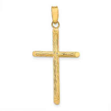 14K Yellow Gold Polished & Textured Fancy Cross Pendant K9949 at ...