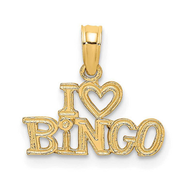 14K Yellow Gold Polished & Textured I Love Bingo Pendant at ...