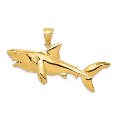 14K Yellow Gold Polished 3-Dimensional Shark Pendant at BillyTheTree ...