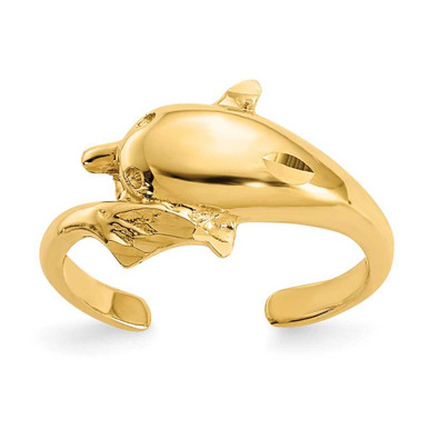 14K Yellow Gold Polished and Shiny-cut Dolphin Toe Ring at BillyTheTree ...