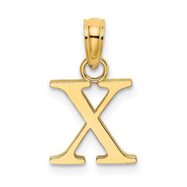 14K Yellow Gold Polished Block Letter X Initial Pendant at BillyTheTree ...