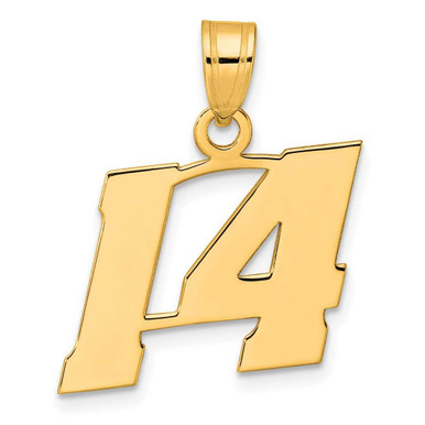 14K Yellow Gold Polished Block Number 14 Pendant at BillyTheTree Jewelry