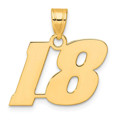 14K Yellow Gold Polished Block Number 18 Pendant at BillyTheTree Jewelry
