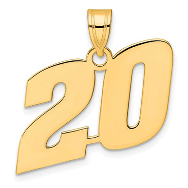 14K Yellow Gold Polished Block Number 20 Pendant at BillyTheTree Jewelry