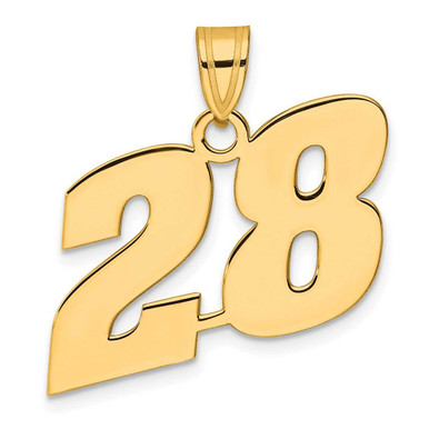 14K Yellow Gold Polished Block Number 28 Pendant at BillyTheTree Jewelry