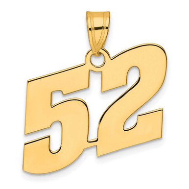14K Yellow Gold Polished Block Number 52 Pendant at BillyTheTree Jewelry