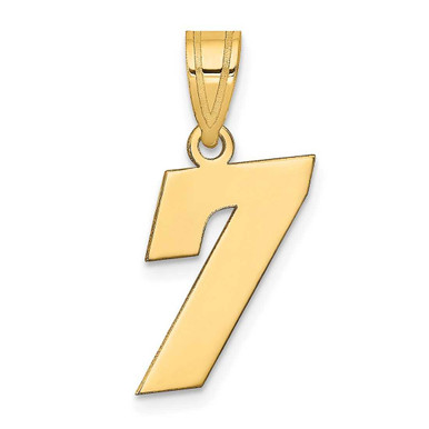 14K Yellow Gold Polished Block Number 7 Pendant at BillyTheTree Jewelry