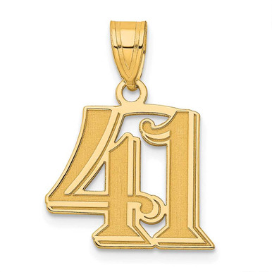 14K Yellow Gold Polished Etched Number 41 Pendant at BillyTheTree Jewelry