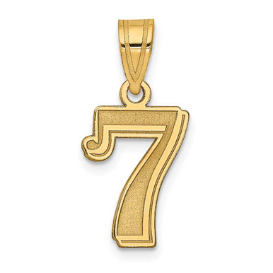 14K Yellow Gold Polished Etched Number 7 Pendant at BillyTheTree Jewelry