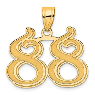 14K Yellow Gold Polished Etched Number 88 Pendant at BillyTheTree Jewelry