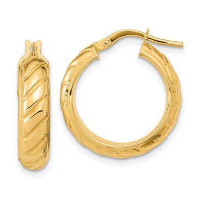 20.78mm 14K Yellow Gold Polished Fancy Hoop Earrings TF1074 at ...