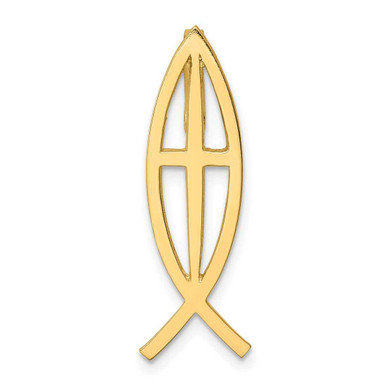 14K Yellow Gold Polished Ithacus Cross Fish Slide Pendant at ...
