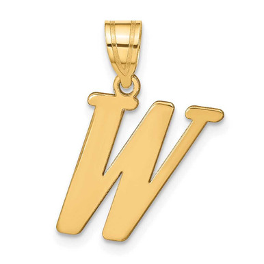 14K Yellow Gold Polished Letter W Initial Pendant at BillyTheTree Jewelry