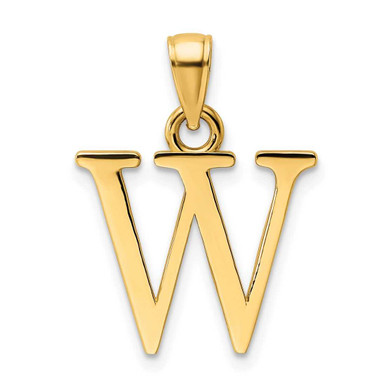 14K Yellow Gold Polished Letter W Pendant at BillyTheTree Jewelry