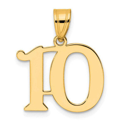 14K Yellow Gold Polished Number 10 Pendant at BillyTheTree Jewelry