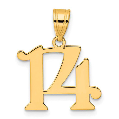 14K Yellow Gold Polished Number 14 Pendant at BillyTheTree Jewelry