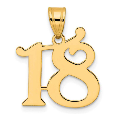 14K Yellow Gold Polished Number 18 Pendant at BillyTheTree Jewelry