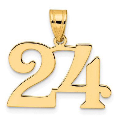 14K Yellow Gold Polished Number 24 Pendant at BillyTheTree Jewelry