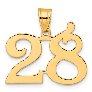 14K Yellow Gold Polished Number 28 Pendant at BillyTheTree Jewelry