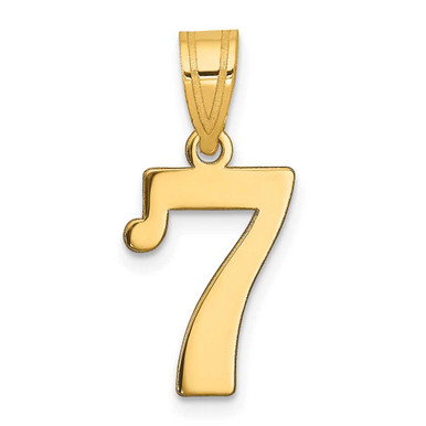 14K Yellow Gold Polished Number 7 Pendant at BillyTheTree Jewelry