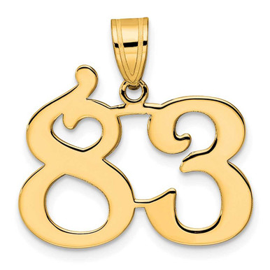 14K Yellow Gold Polished Number 83 Pendant at BillyTheTree Jewelry