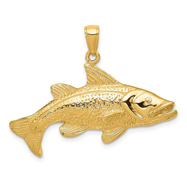 14K Yellow Gold Polished Open-Backed Redfish Pendant at BillyTheTree ...