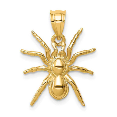 14k Yellow Gold Polished Spider Pendant at BillyTheTree Jewelry