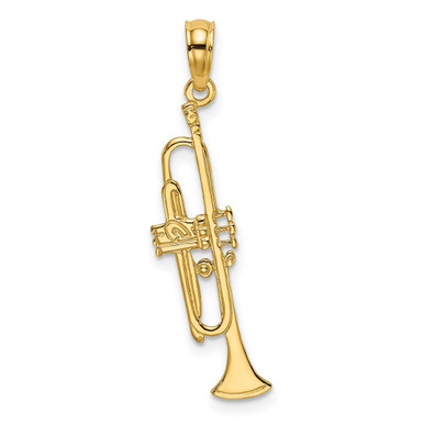 14K Yellow Gold Polished Trumpet Pendant at BillyTheTree Jewelry