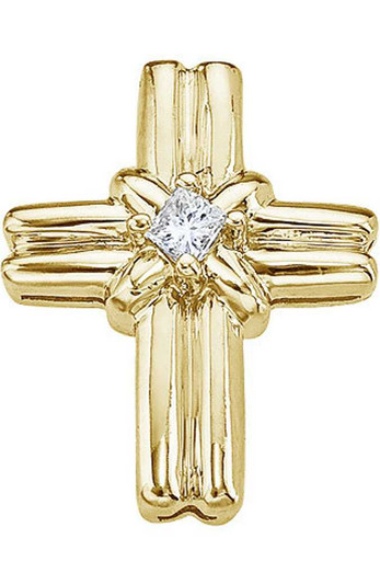 14K Yellow Gold Princess Diamond Cross Pendant (Chain NOT included) at ...