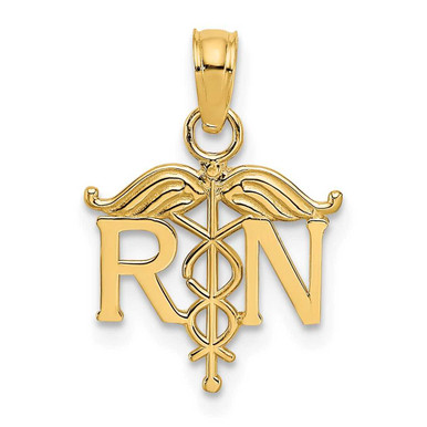 14K Yellow Gold Registered Nurse Pendant at BillyTheTree Jewelry