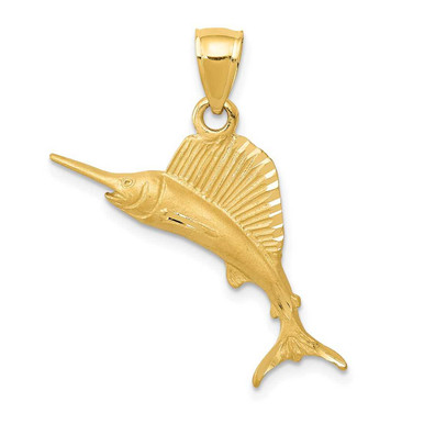 14K Yellow Gold Sailfish Pendant K3035 at BillyTheTree Jewelry