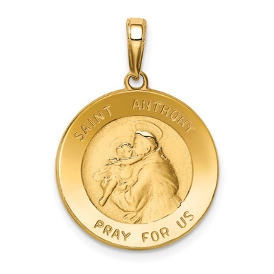 14K Yellow Gold Saint Anthony Small Round Medal Pendant at BillyTheTree ...
