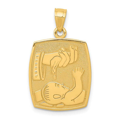 14K Yellow Gold Satin & Polished Baptism Pendant at BillyTheTree Jewelry