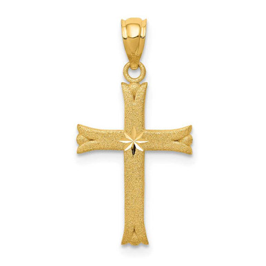 14K Yellow Gold Satin Cross Pendant at BillyTheTree Jewelry