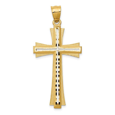14K Yellow Gold Shiny-Cut & Satin Cross Pendant at BillyTheTree Jewelry